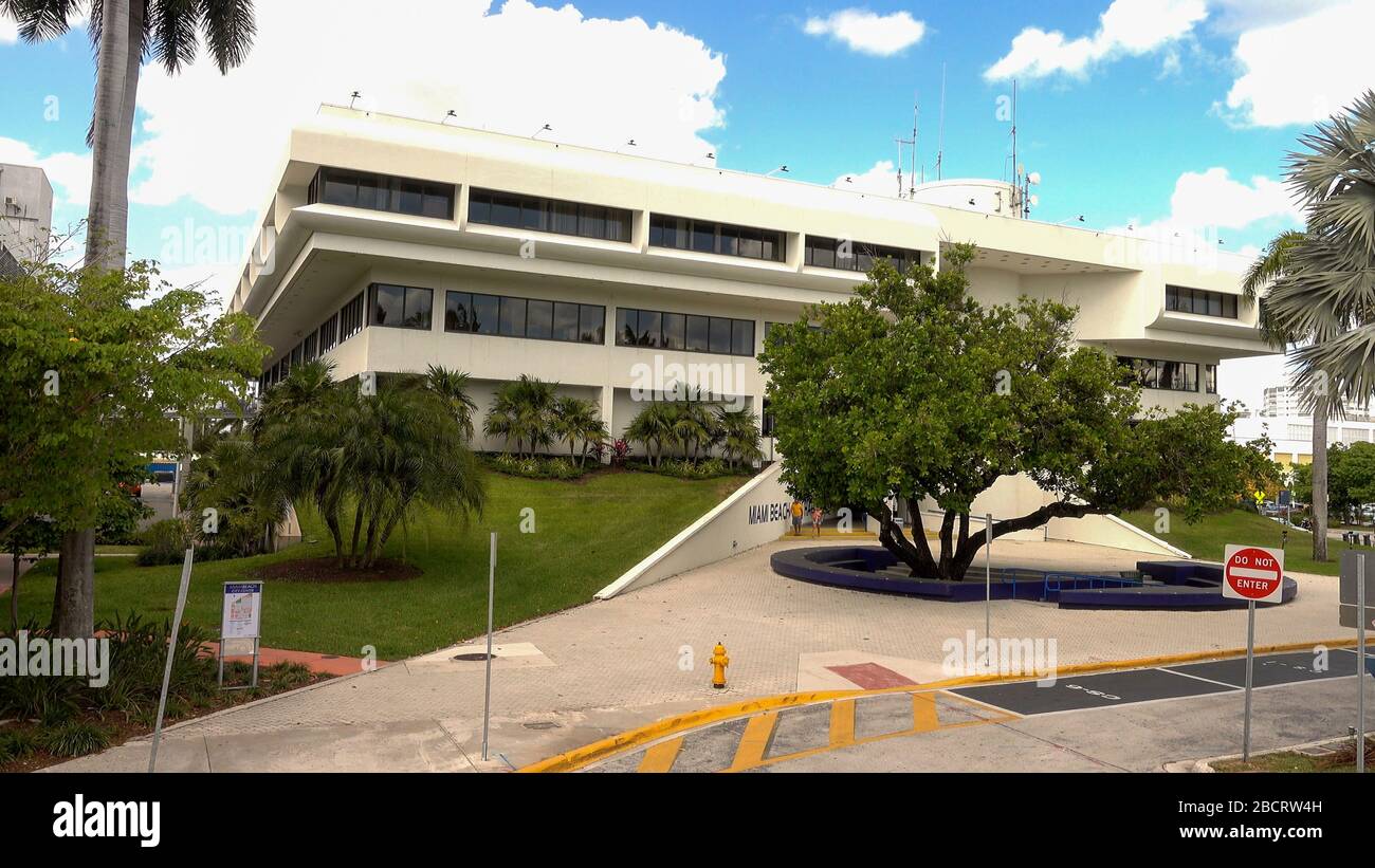 Miami Beach City Hall building - MIAMI, USA APRIL 10, 2016 Stock Photo ...
