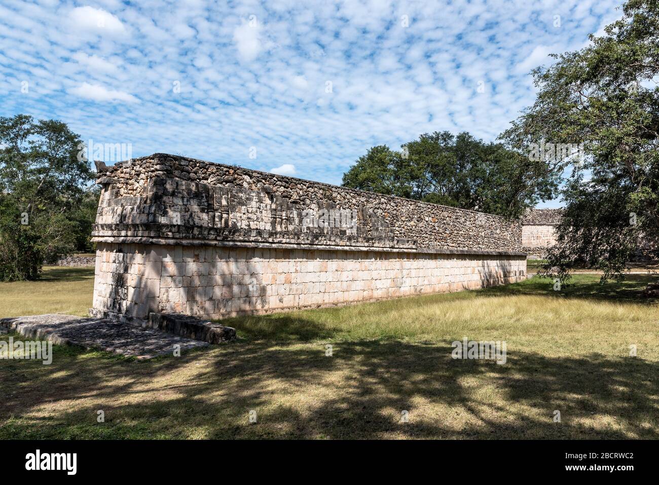 wall at Governor's Palace in ancient mayan uxmal ruins, mexico Stock ...