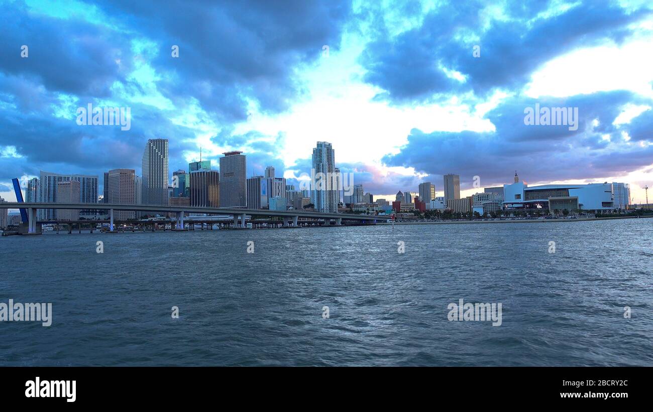 Impressive Miami Downtown skyline in the evening Stock Photo - Alamy