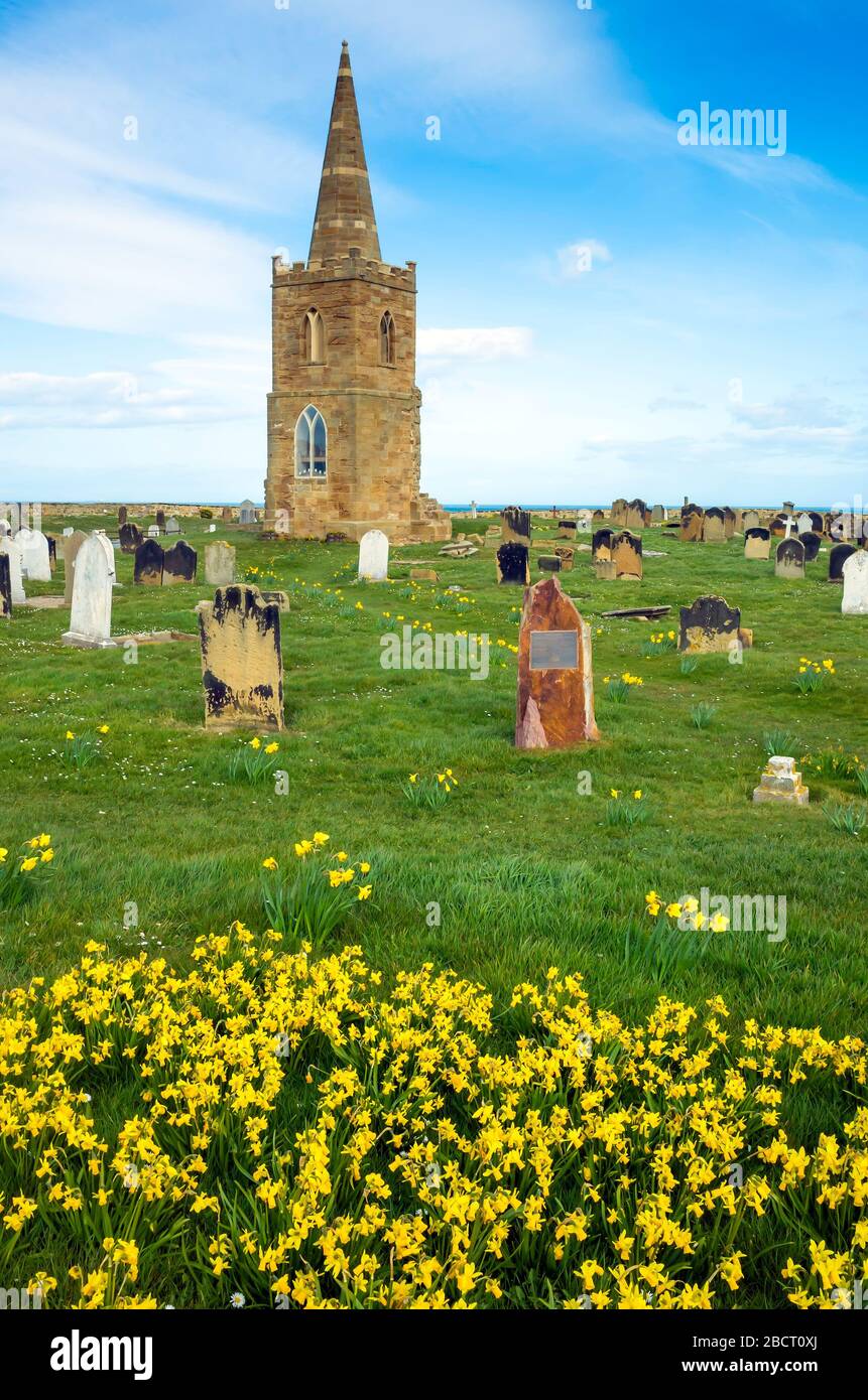 The tower and spire of St Germain's church Marske by the Sea a Grade 2 ...
