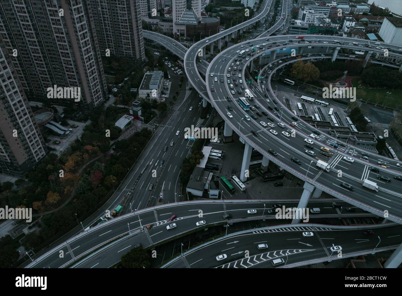 Aerial view of Nanpu Bridge Nanpu Bridge Approach Bridge in Shanghai ...