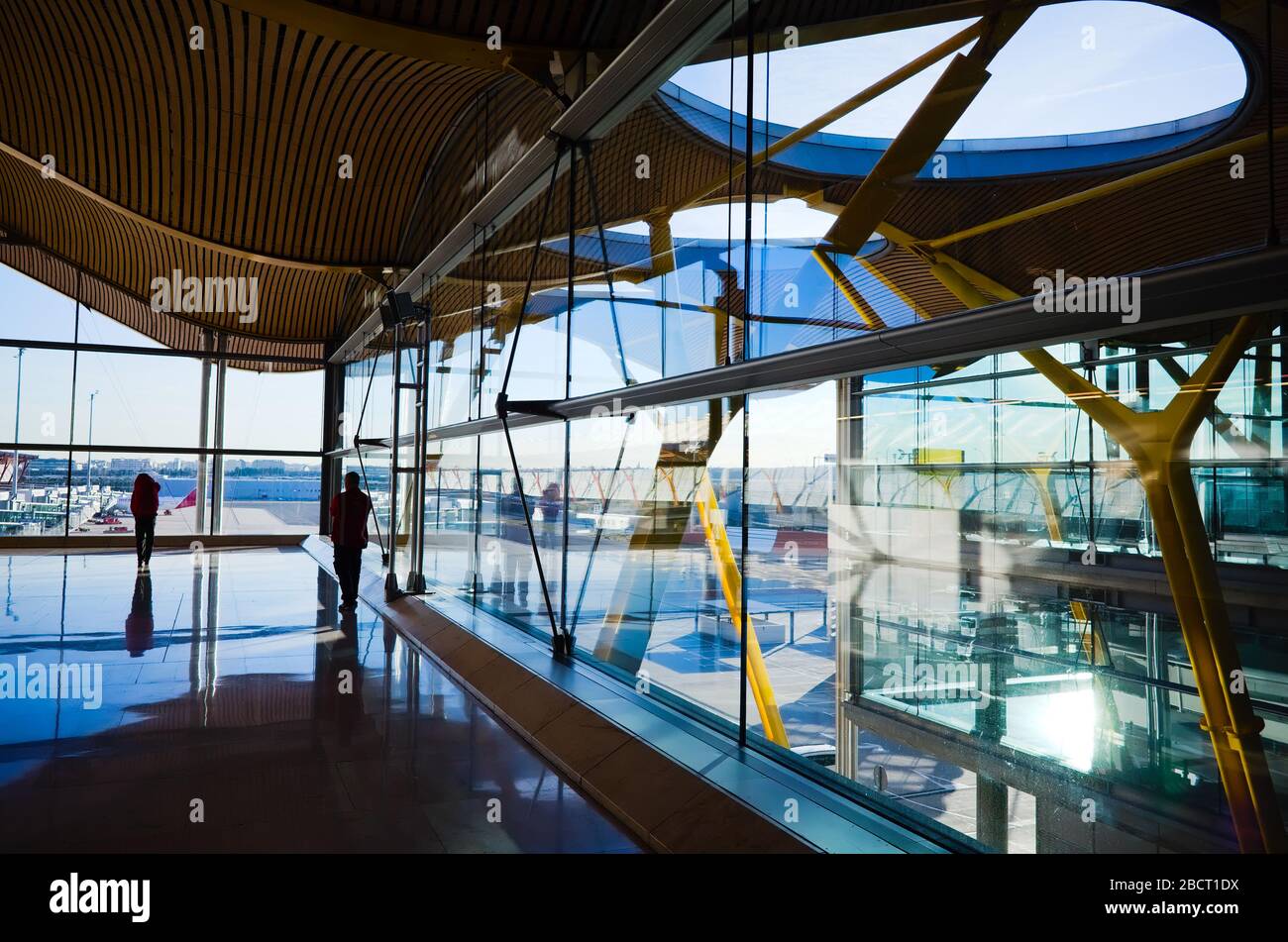 Interior view of the Madrid Barajas International Airport. Many ...