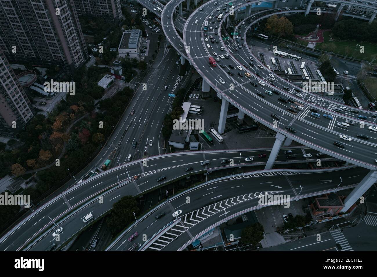 Aerial view of Nanpu Bridge Nanpu Bridge Approach Bridge in Shanghai ...