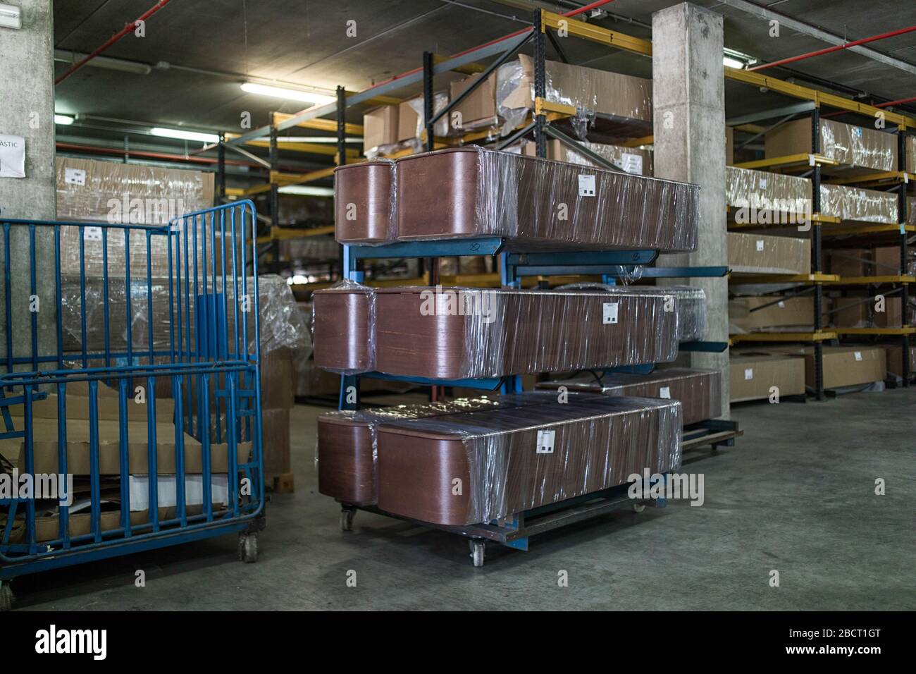 Coffins ready for sell seen at a coffin factory.The Eurocoffin coffin ...