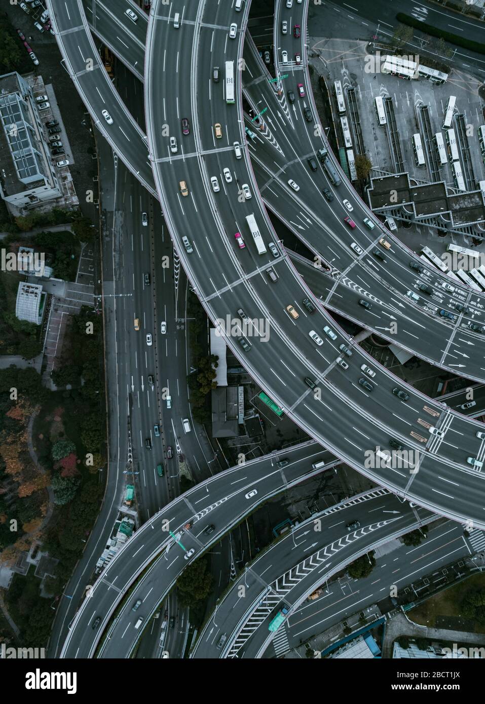 Aerial view of Nanpu Bridge Nanpu Bridge Approach Bridge in Shanghai ...