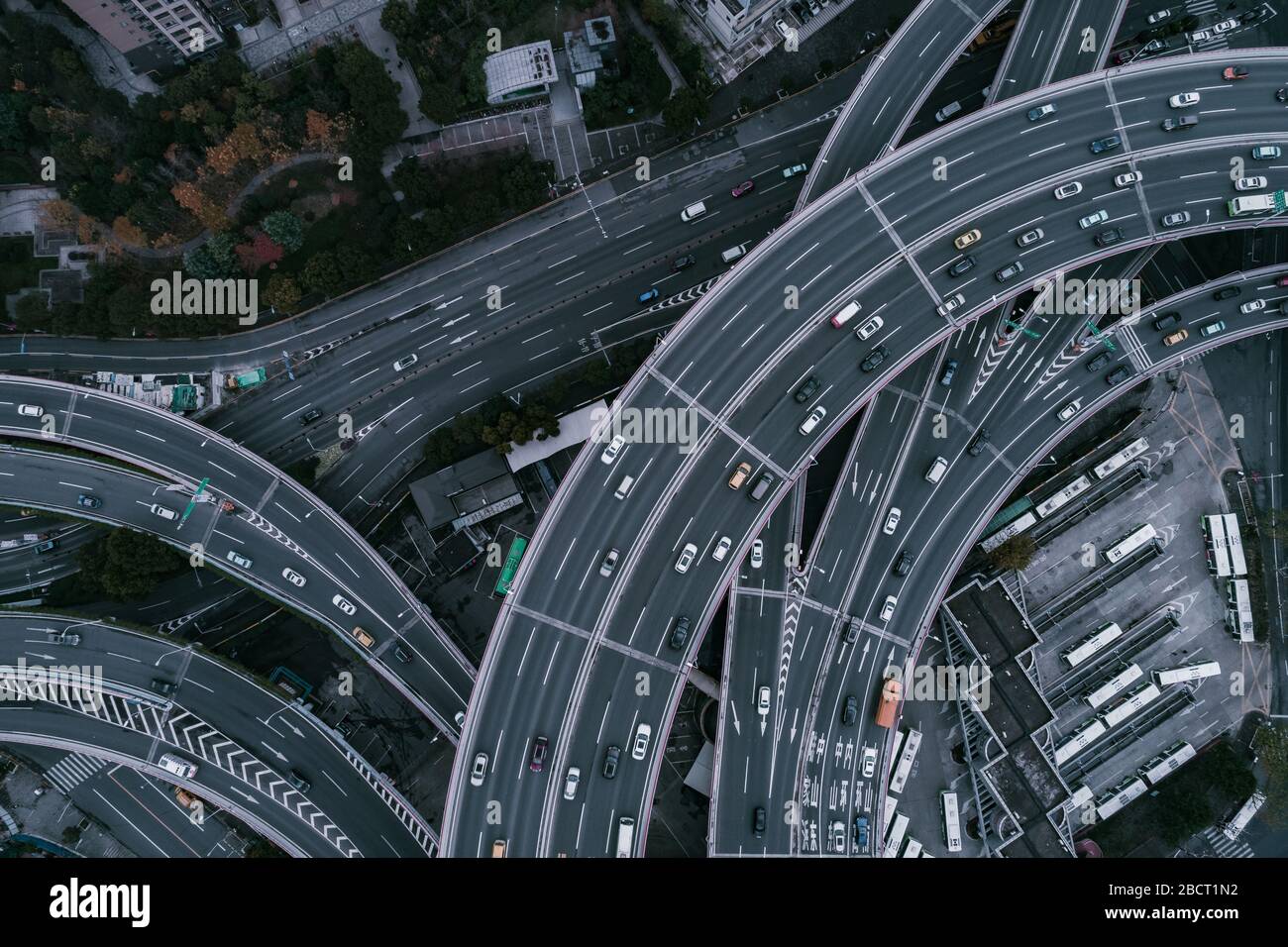 Aerial view of Nanpu Bridge Nanpu Bridge Approach Bridge in Shanghai ...