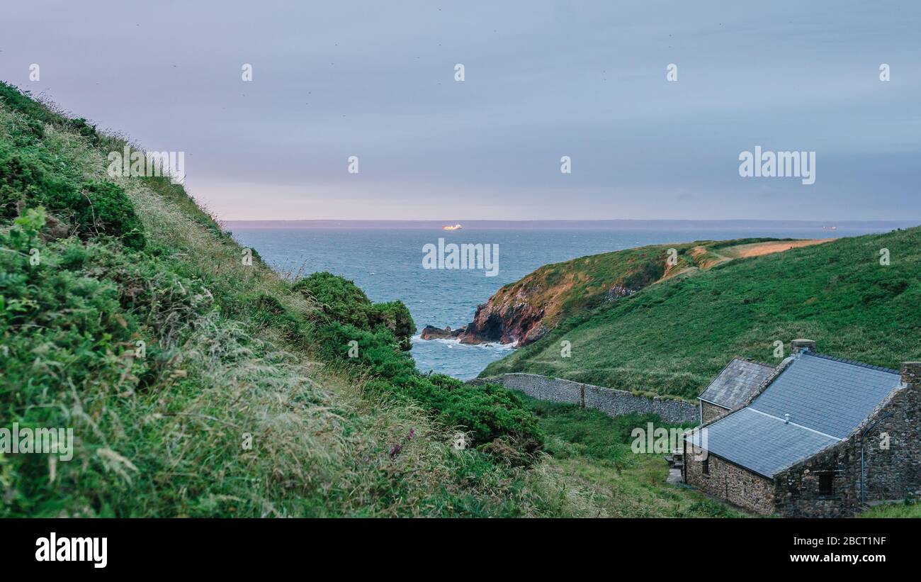 Sunset view of st brides bay hi-res stock photography and images - Alamy