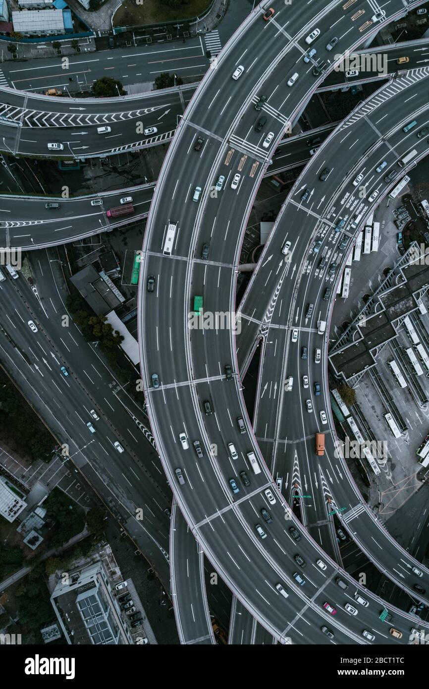 Aerial view of Nanpu Bridge Nanpu Bridge Approach Bridge in Shanghai ...