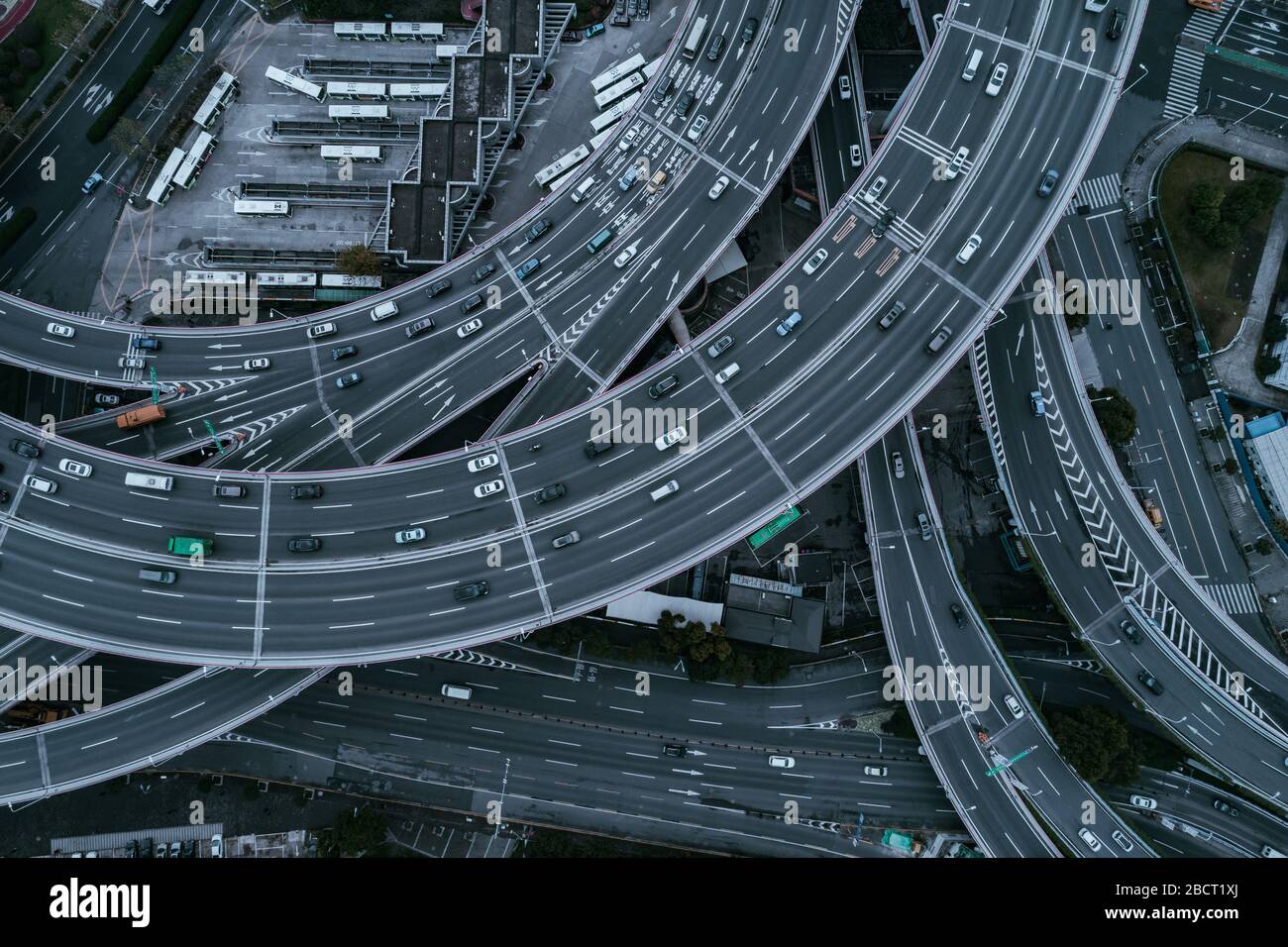 Aerial view of Nanpu Bridge Nanpu Bridge Approach Bridge in Shanghai ...