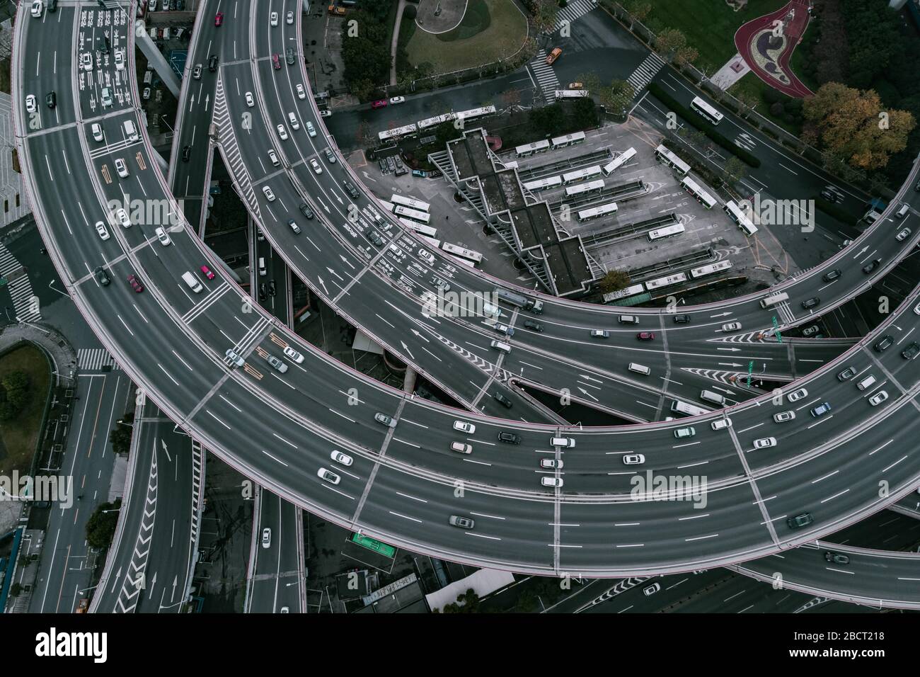 Aerial view of Nanpu Bridge Nanpu Bridge Approach Bridge in Shanghai ...