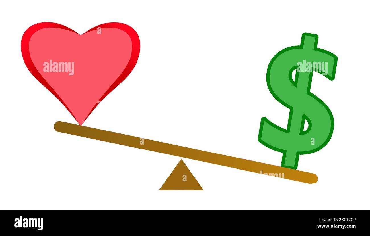 Balance between love and wealth Stock Photo - Alamy