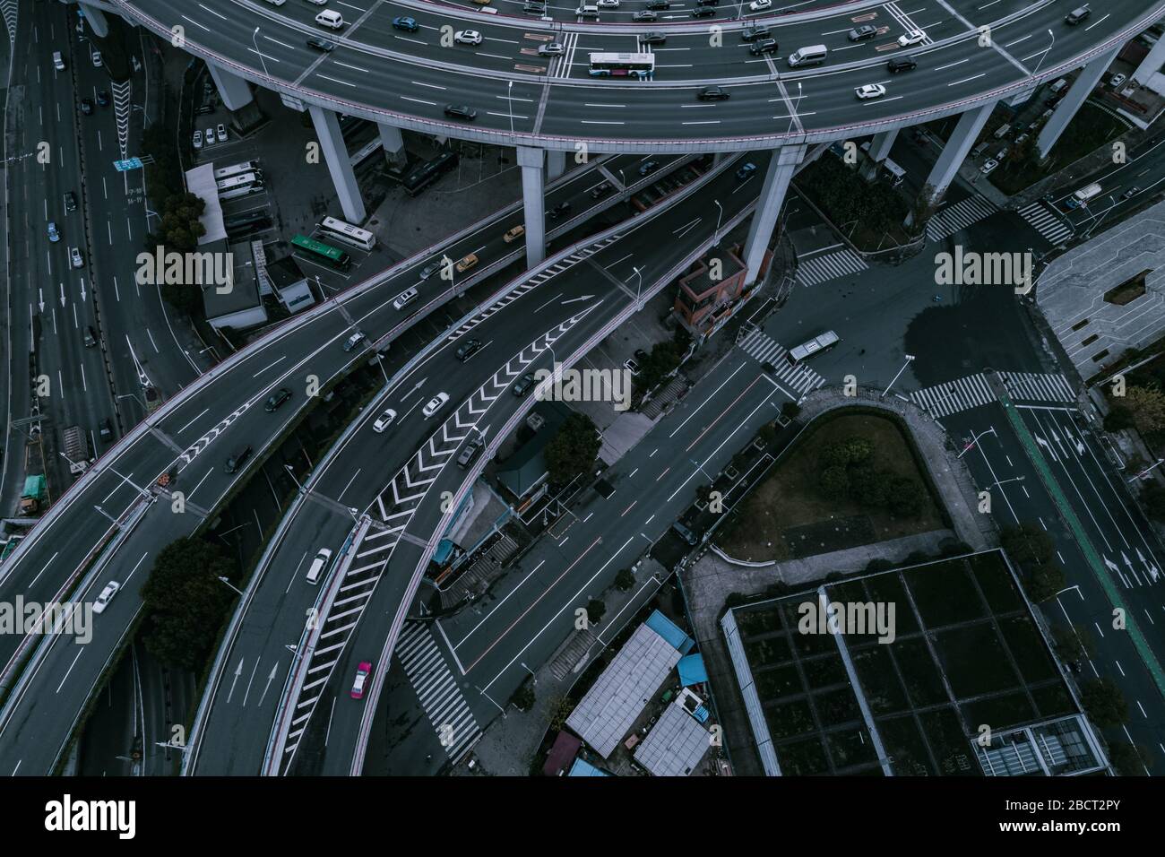 Aerial view of Nanpu Bridge Nanpu Bridge Approach Bridge in Shanghai ...