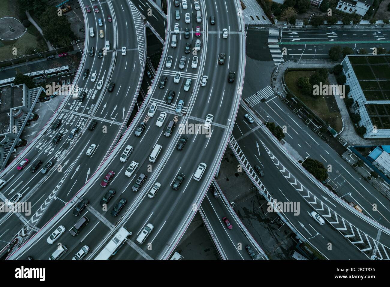 Aerial view of Nanpu Bridge Nanpu Bridge Approach Bridge in Shanghai ...