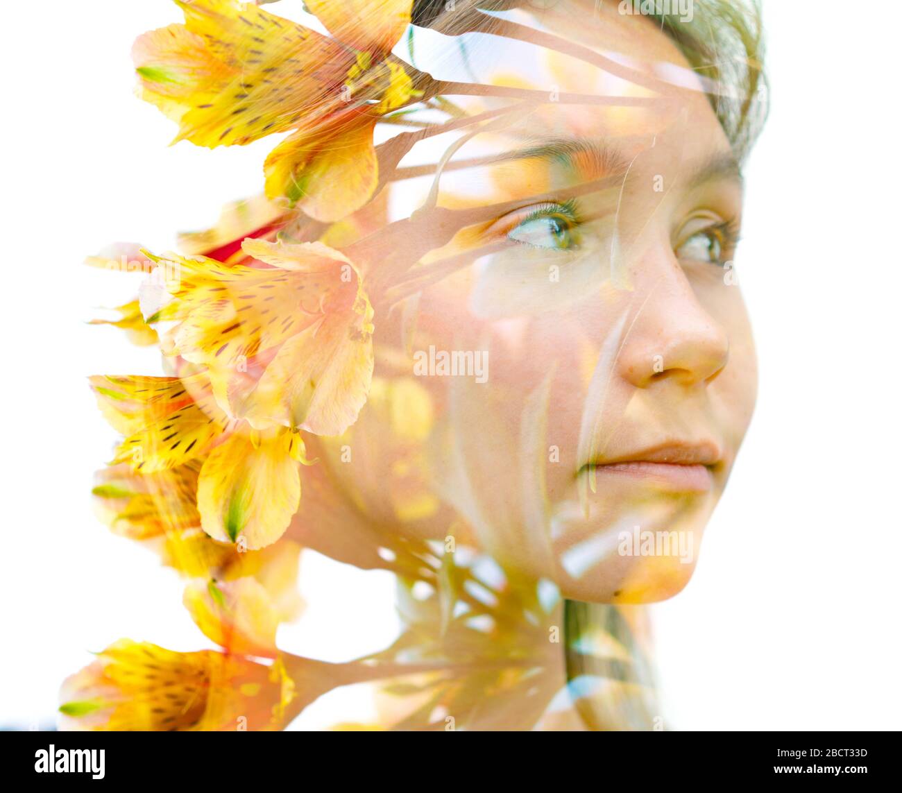 Surreal creative double exposure portrait Stock Photo - Alamy