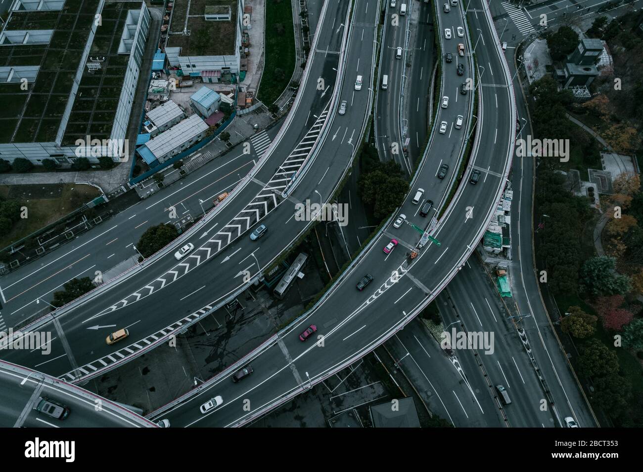 Aerial view of Nanpu Bridge Nanpu Bridge Approach Bridge in Shanghai ...