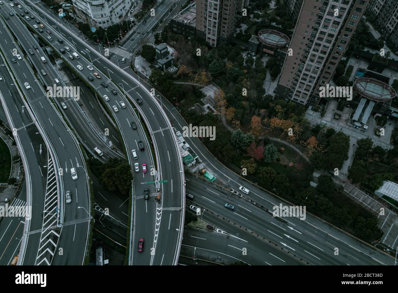 Aerial view of Nanpu Bridge Nanpu Bridge Approach Bridge in Shanghai ...