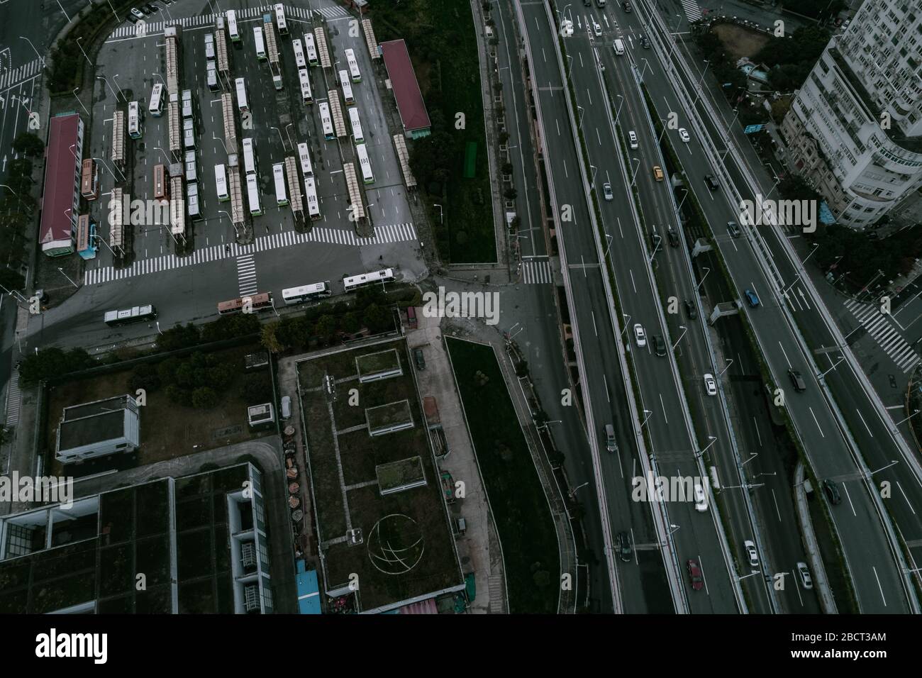 Aerial view of Nanpu Bridge Nanpu Bridge Approach Bridge in Shanghai ...