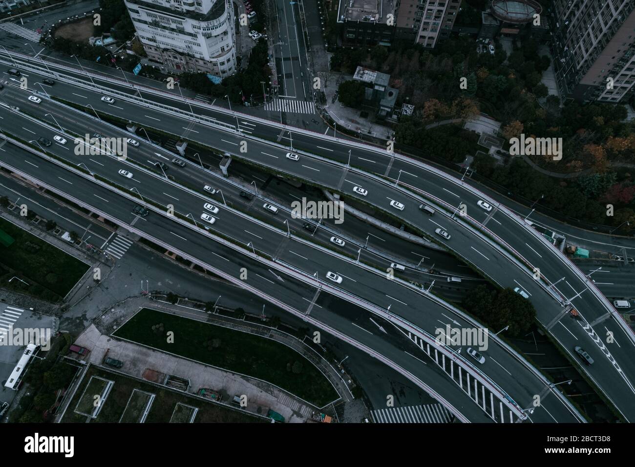 Aerial view of Nanpu Bridge Nanpu Bridge Approach Bridge in Shanghai ...