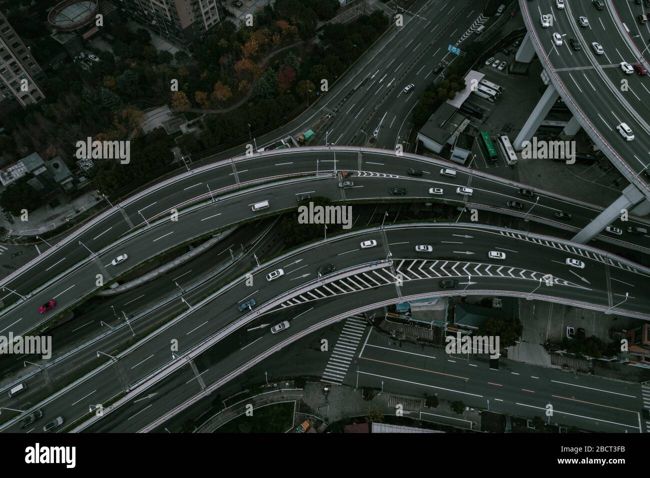 Aerial view of Nanpu Bridge Nanpu Bridge Approach Bridge in Shanghai ...