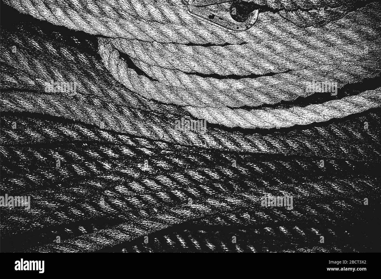 Distress grunge vector texture of wicker rope. Black and white ...