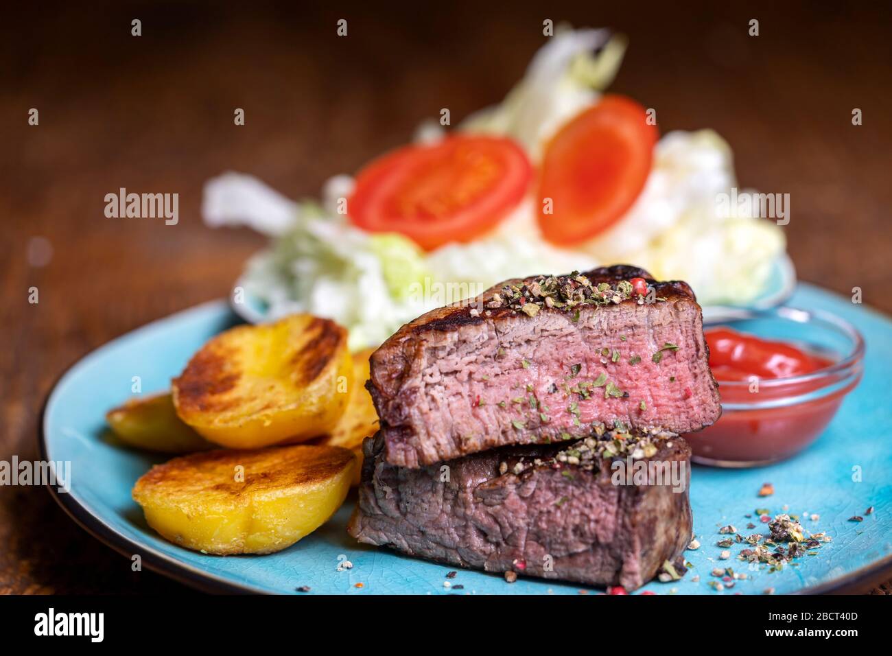 grilled steak on a plate Stock Photo - Alamy