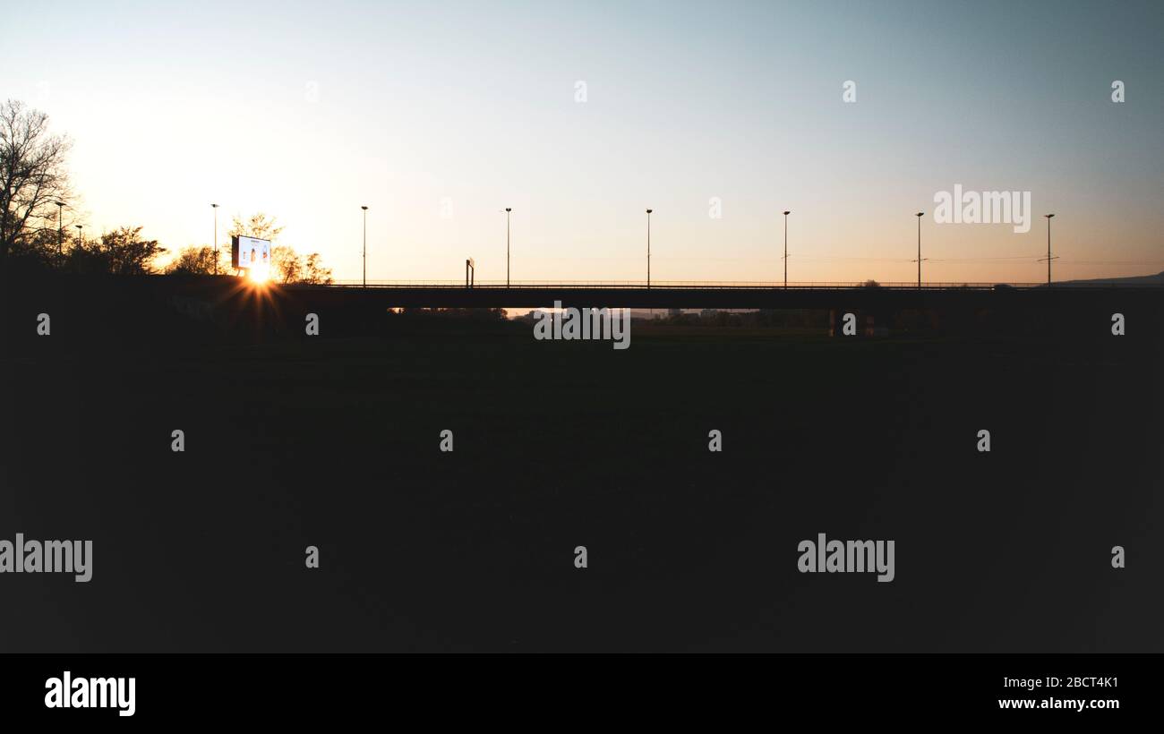 Bridge dark shadow silhouette during sunset Stock Photo - Alamy