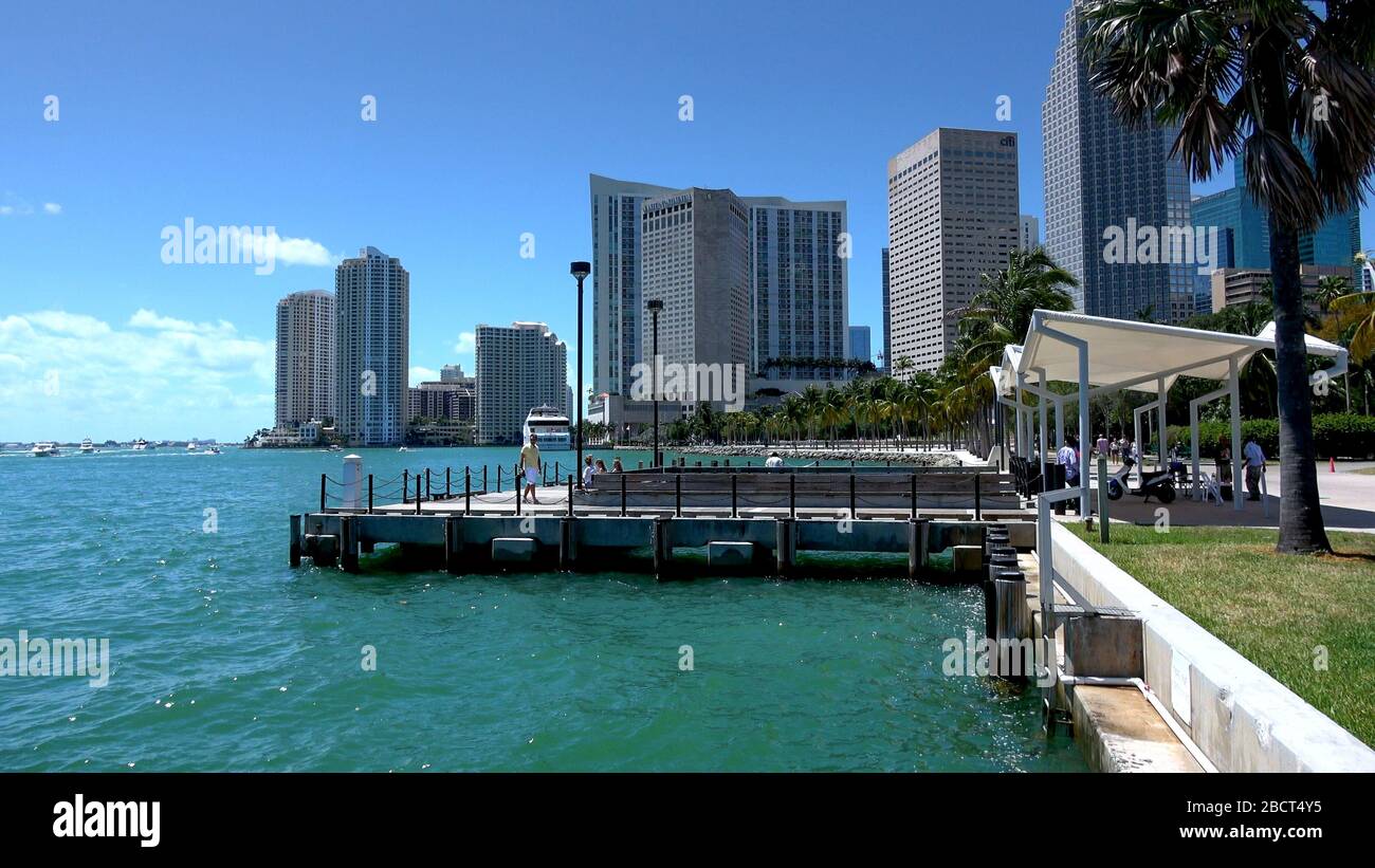 Miami Downtown Bayside area with skyline - MIAMI, USA APRIL 10, 2016 ...