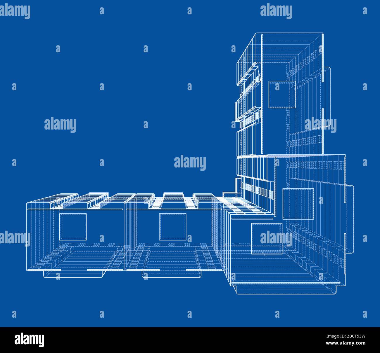 Vector wire-frame model of a multi-storey building Stock Vector Image ...