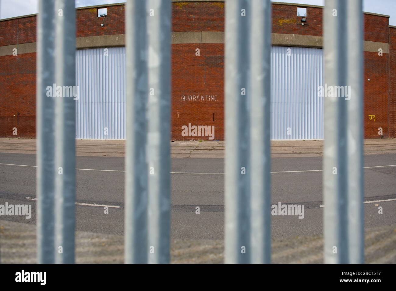 Quarantine, Wall with quarantine sign Stock Photo - Alamy