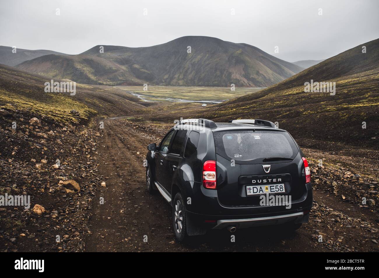 4WD Dacia Duster car travel off road in Landmannalaugar in highland of ...