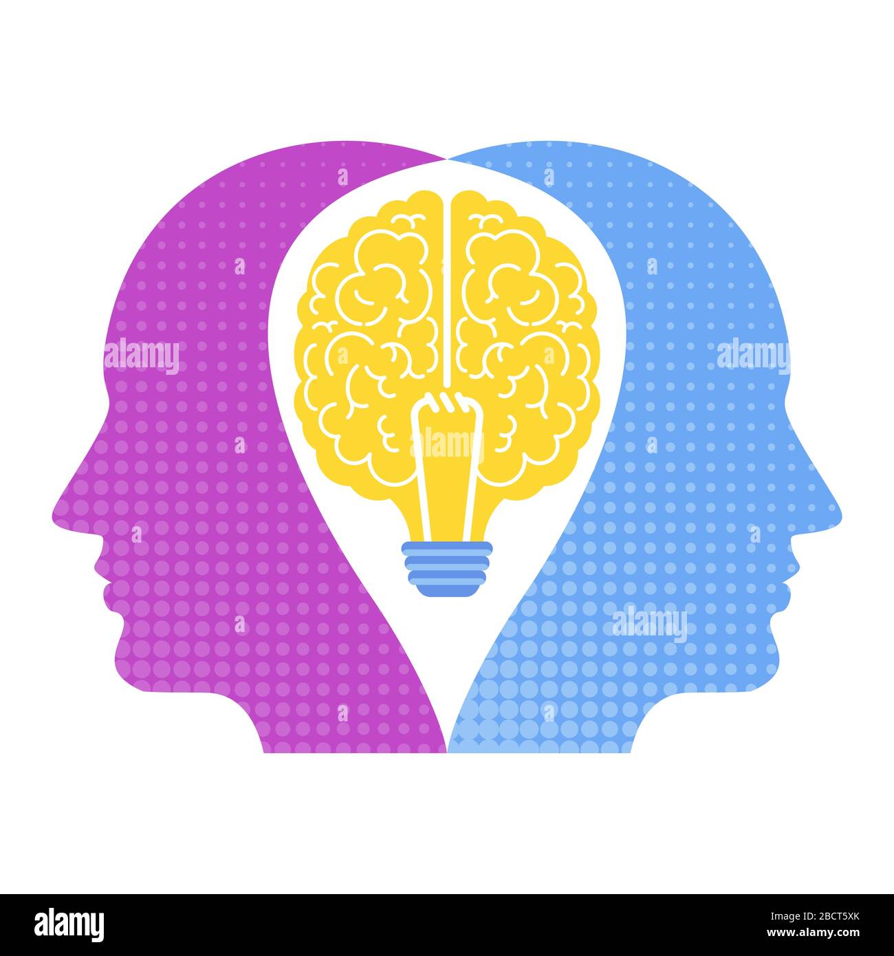 Brainstorming. Two heads, one brain. Creative technique for generating ...