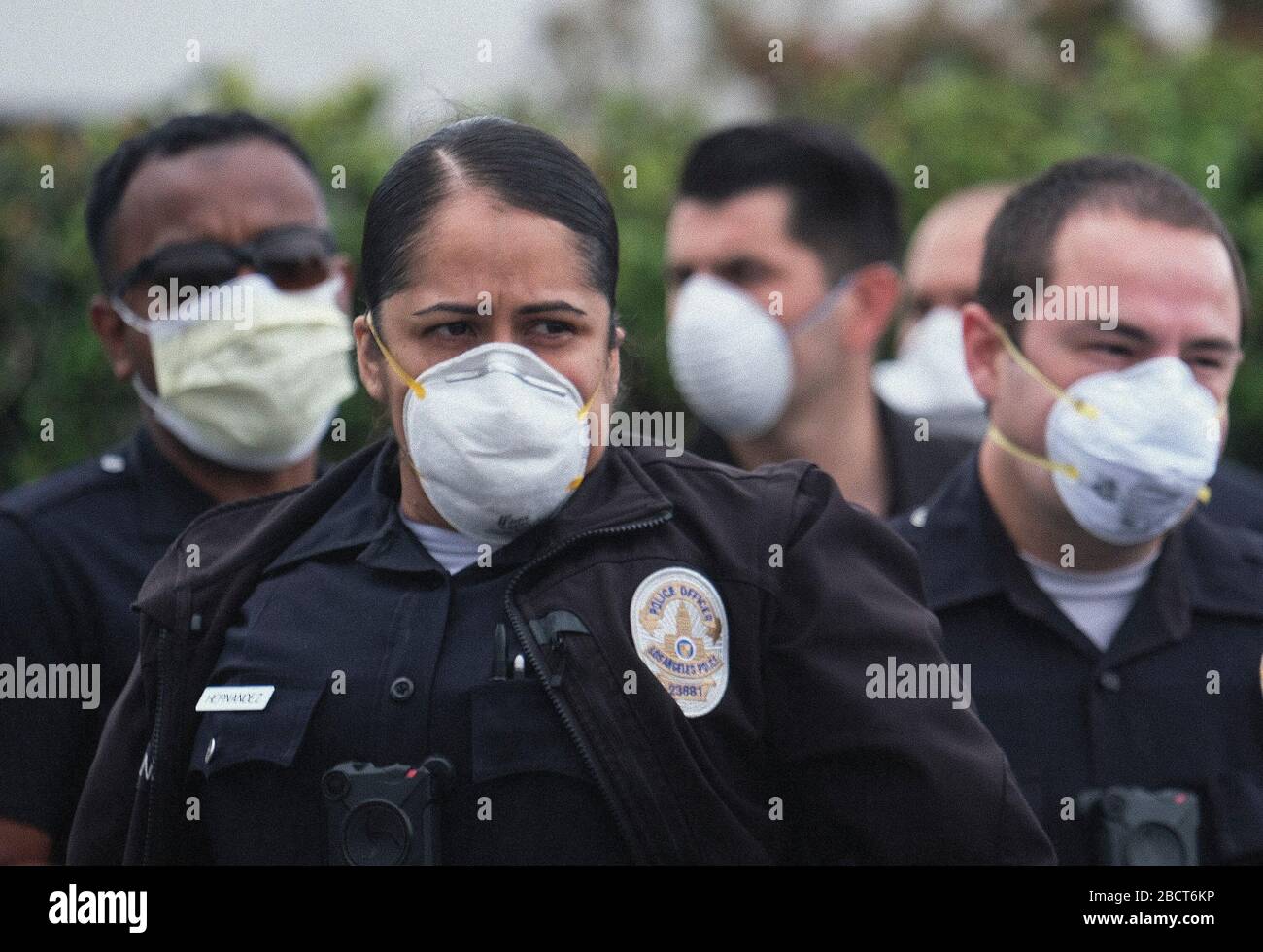 Los Angeles, California, USA. 5th Apr, 2020. Police officers wearing ...