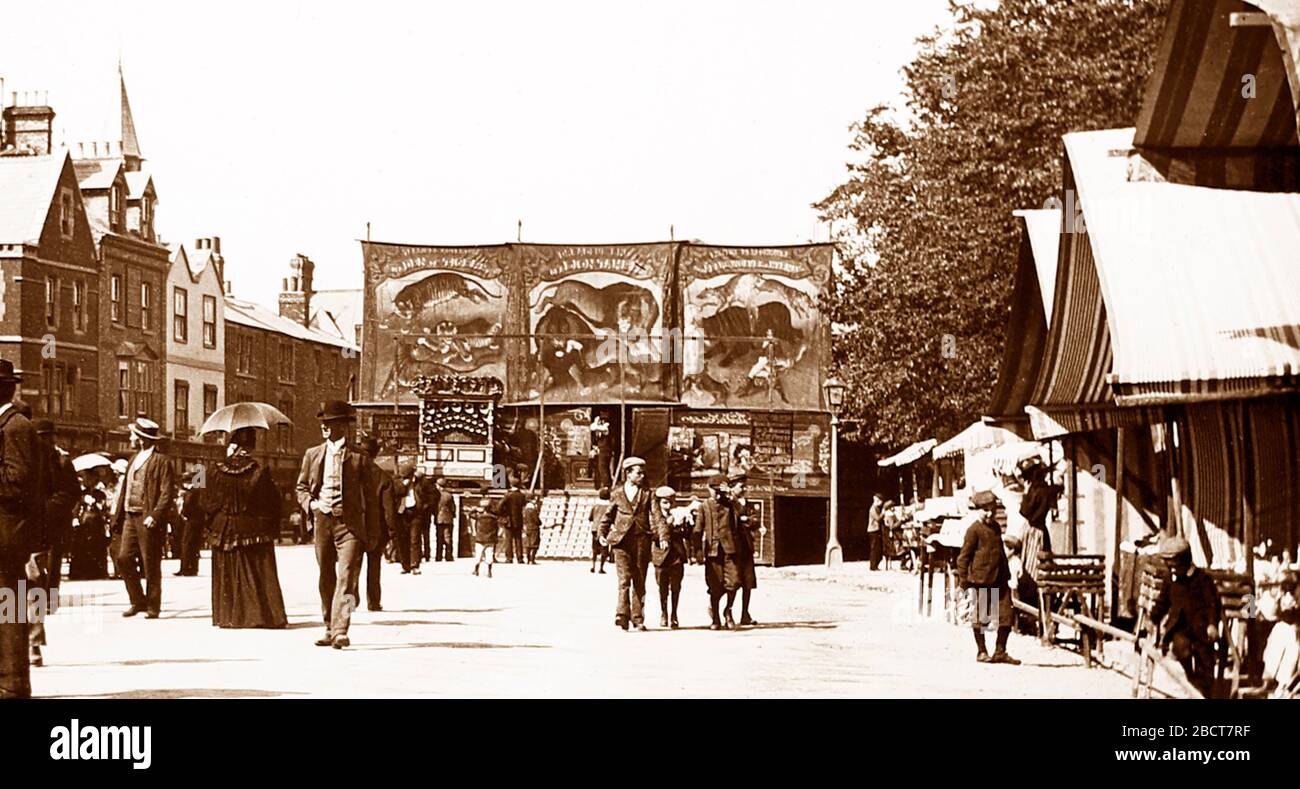 A funfair or circus menagerie, Victorian period Stock Photo - Alamy