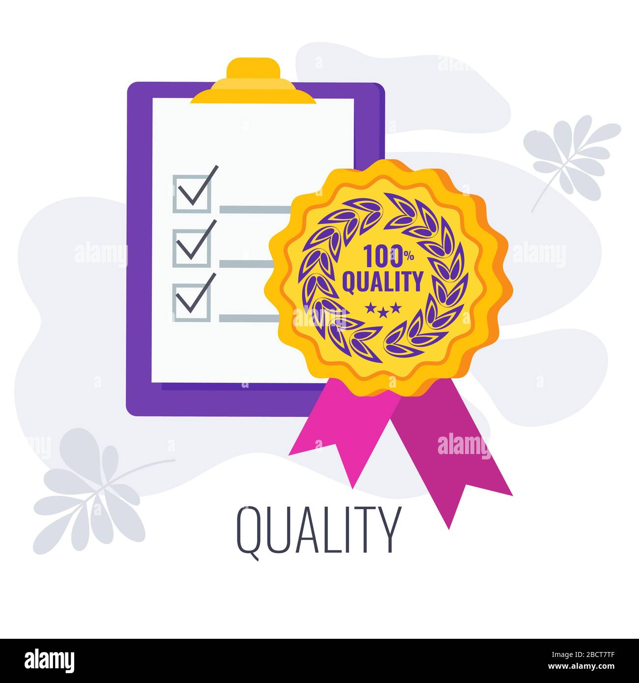 Quality mark infographics pictogram. Certificate and warranty, highest ...