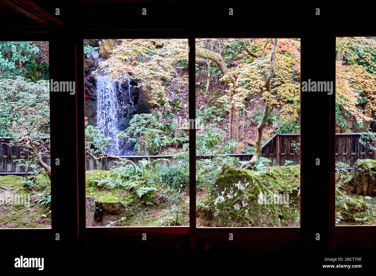 View of Japanese style garden through the window Stock Photo - Alamy