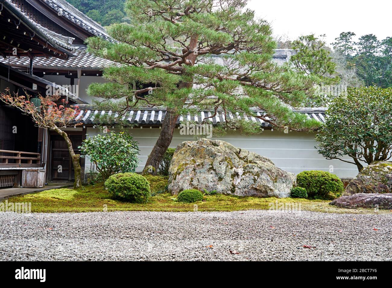 Dry Japanese style garden with rubble and moss Stock Photo - Alamy