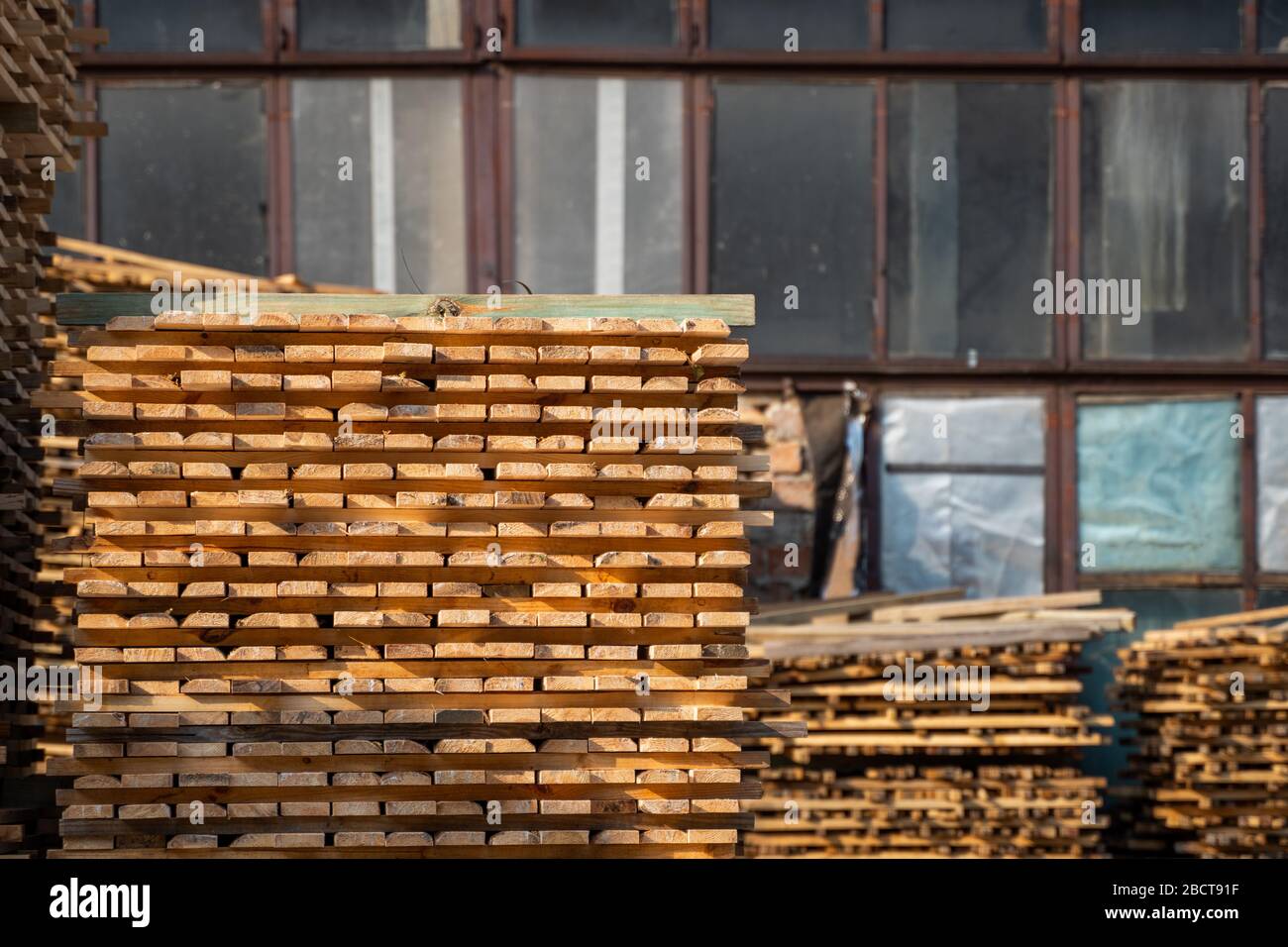 Wood Storage Warehouse In Timber Processing Plant High Resolution Stock ...