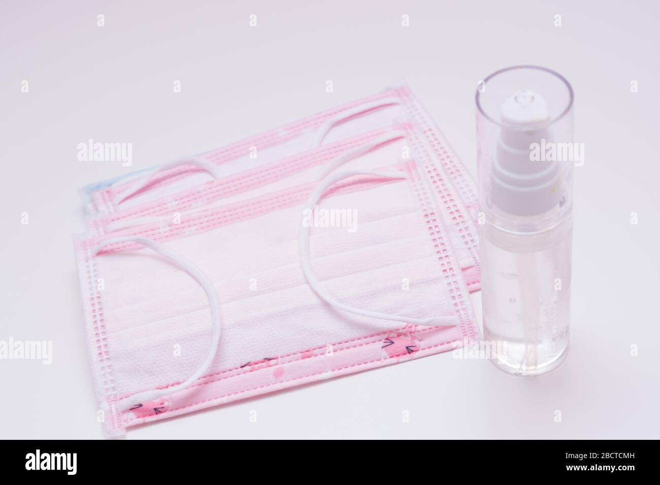 Protective mask, disinfectants. Hygiene concept. prevent the spread of ...