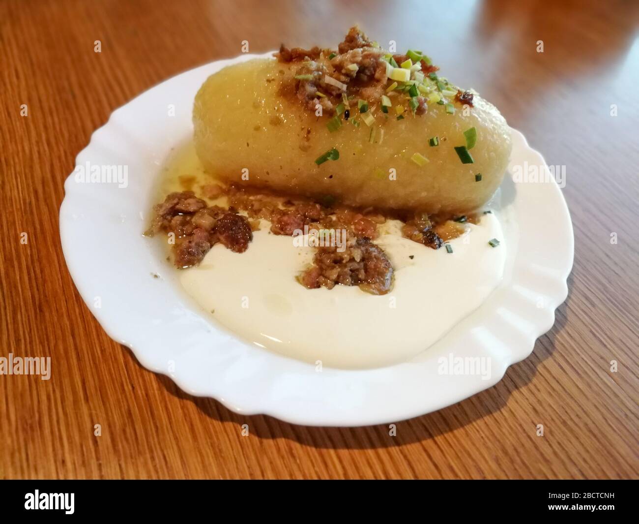 Traditional lithuania dish from meat and boiled potatoe mesh Stock ...