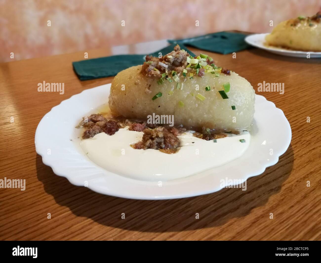 Traditional lithuania dish from meat and boiled potatoe mesh Stock ...