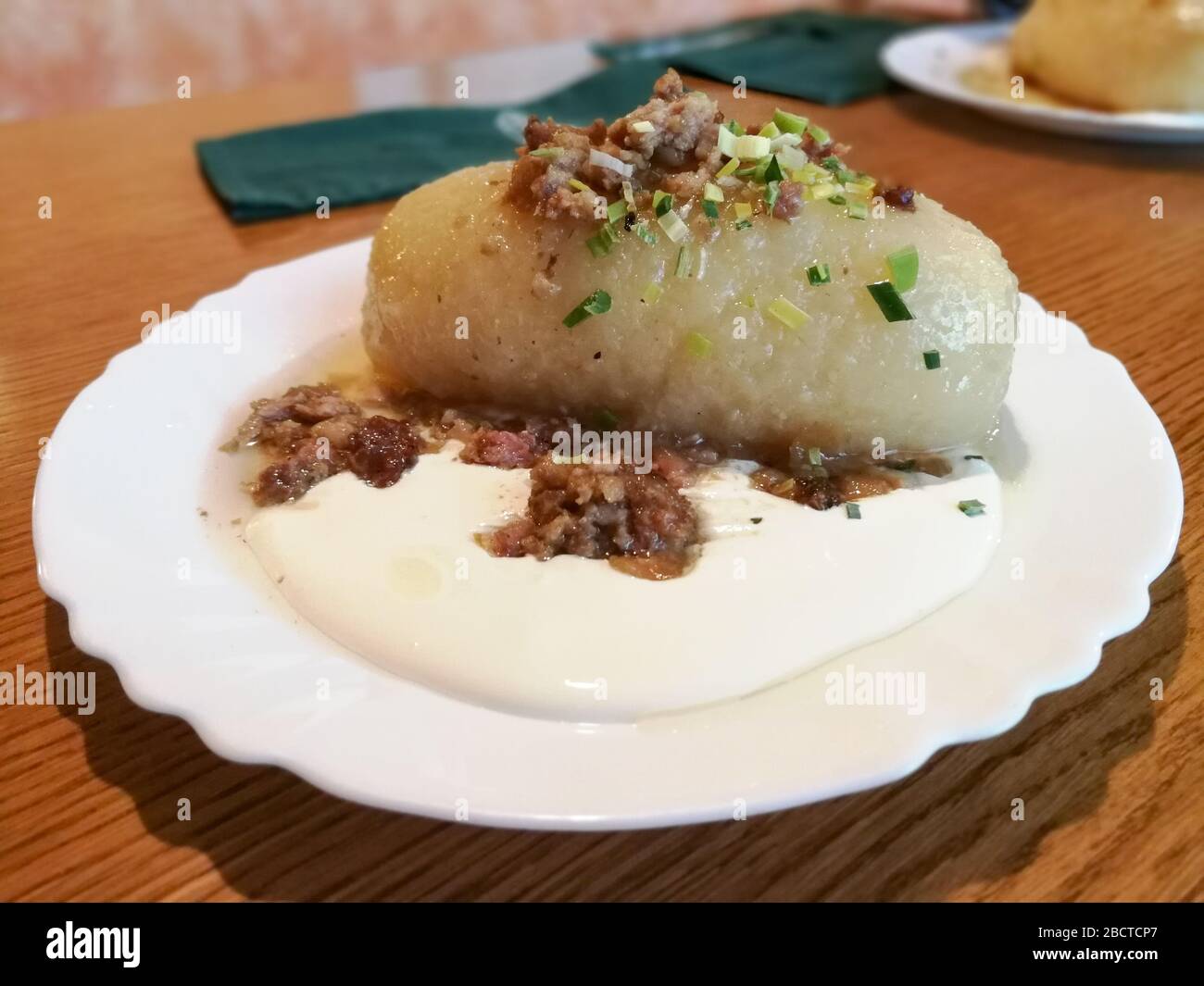 Traditional lithuania dish from meat and boiled potatoe mesh Stock ...