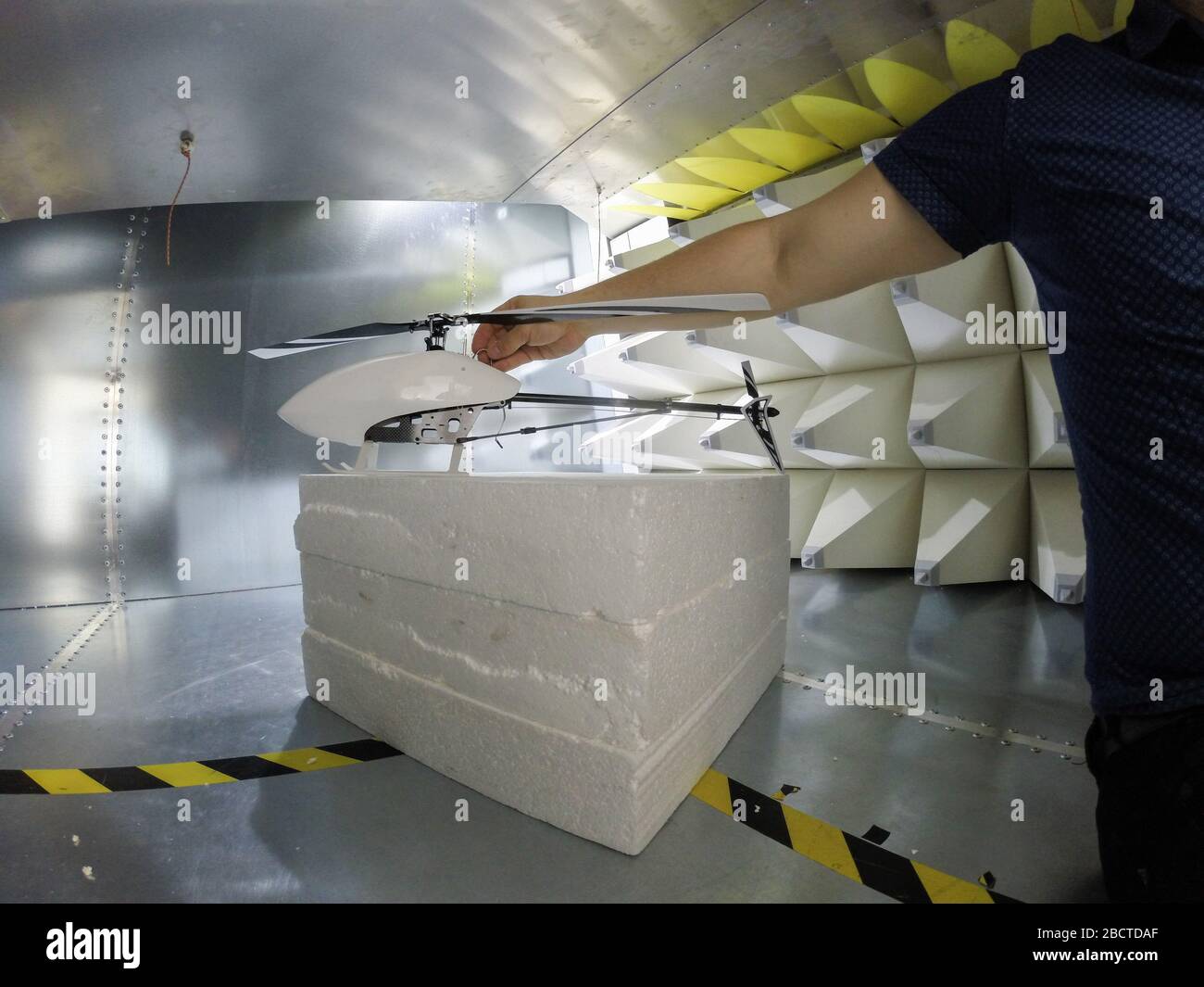 Helicopter drone electromagnetic compatibility testing inside GTEM cell ...