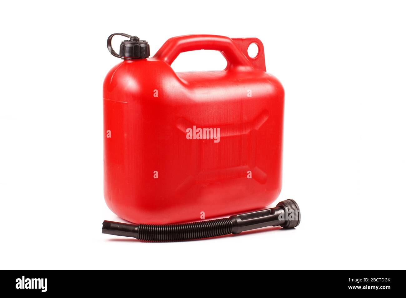 Red plastic petrol canister isolated on the white background Stock ...