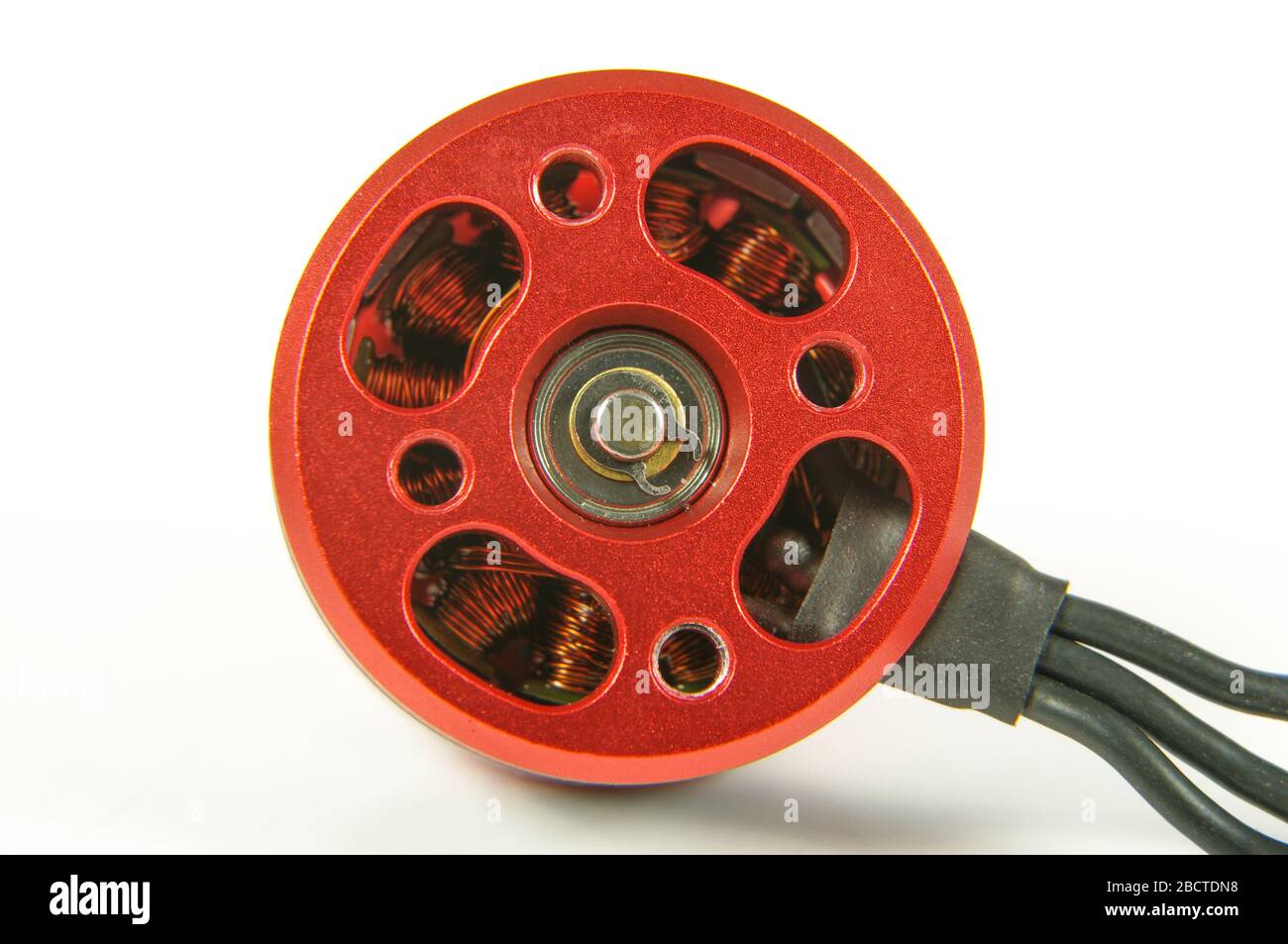 Small brushless motor for racing drones on the white background Stock ...