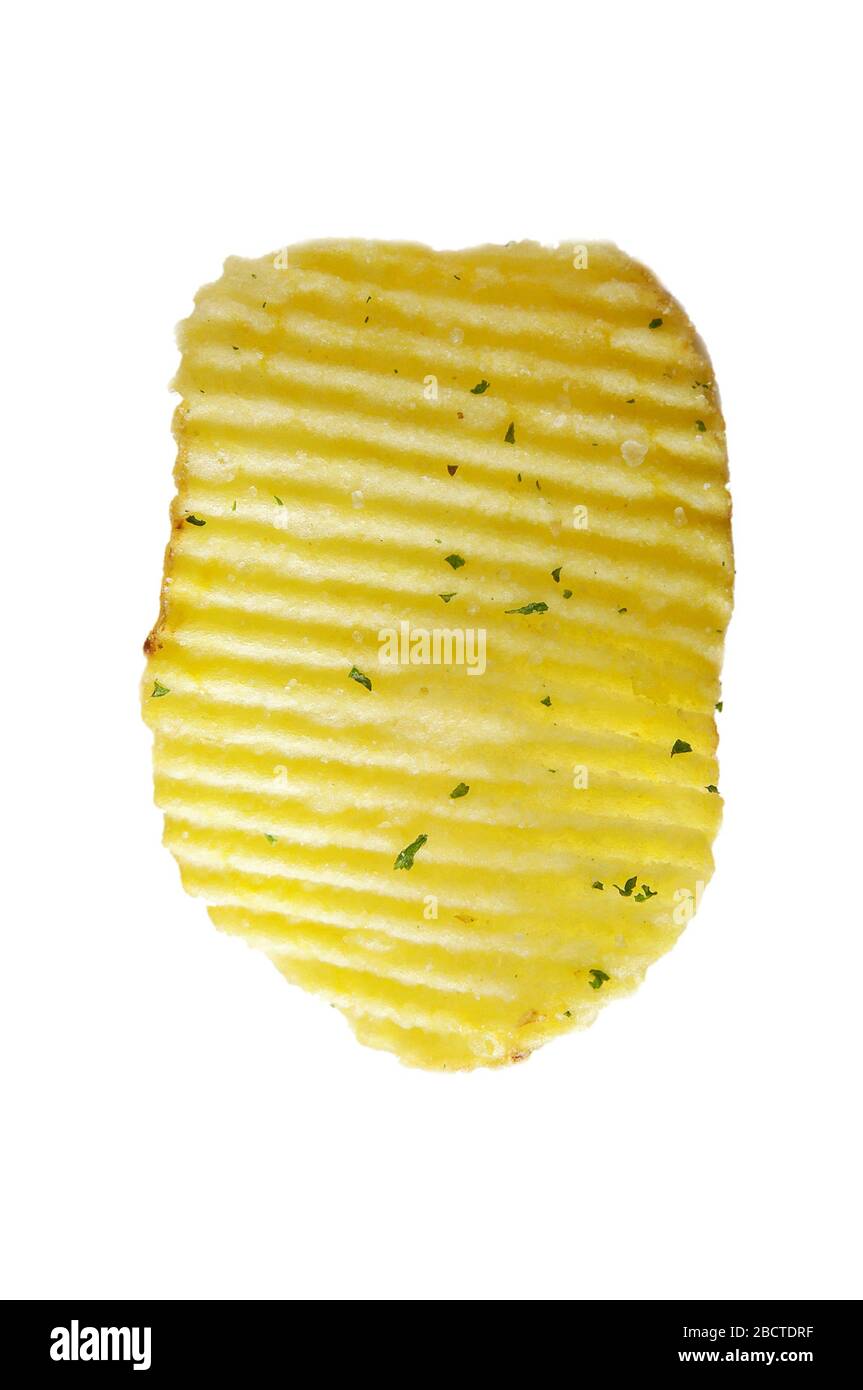 Wavy potato chip isolated on the white background Stock Photo - Alamy