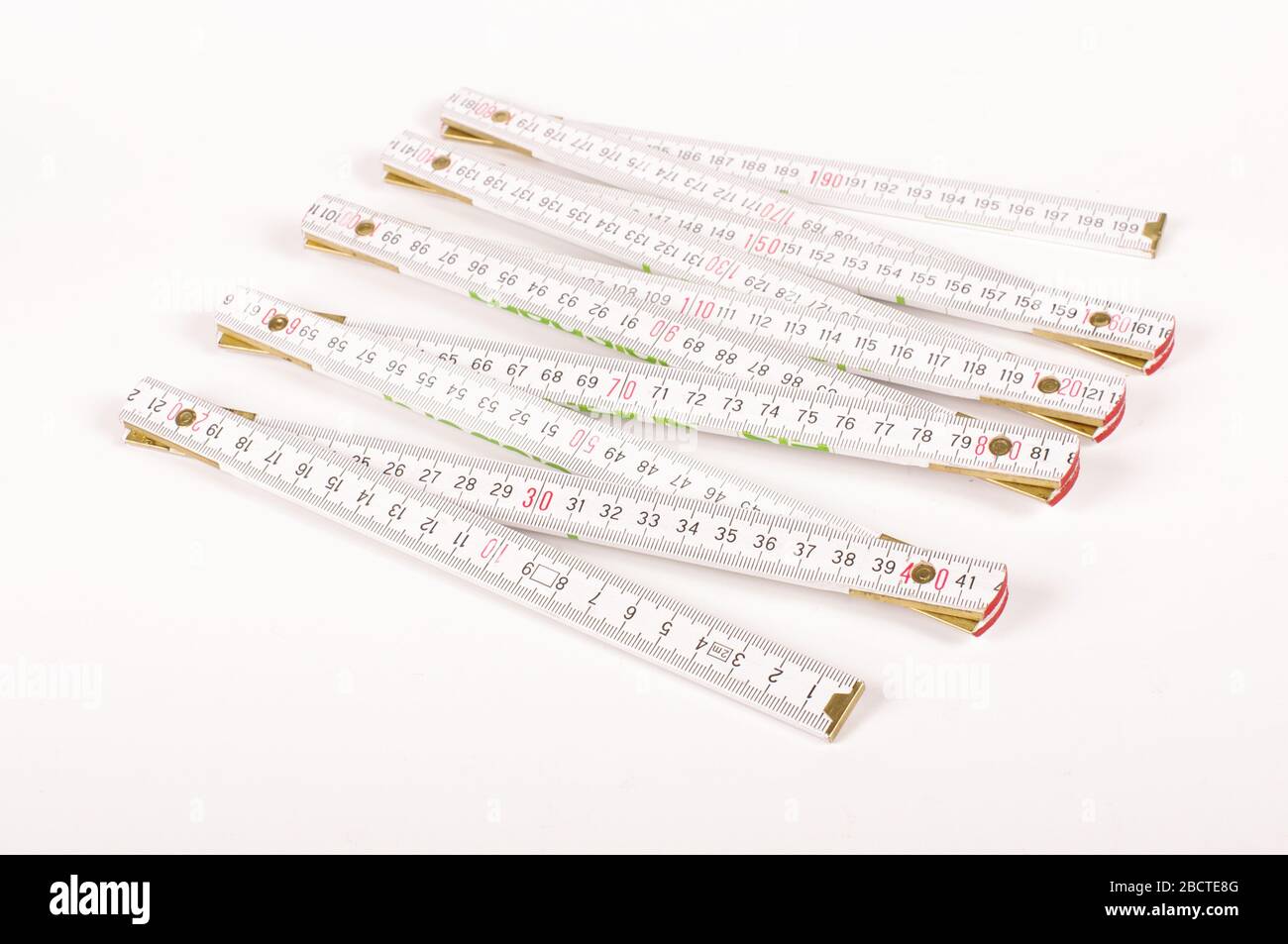 White carpenter's ruler isolated on the white background Stock Photo ...