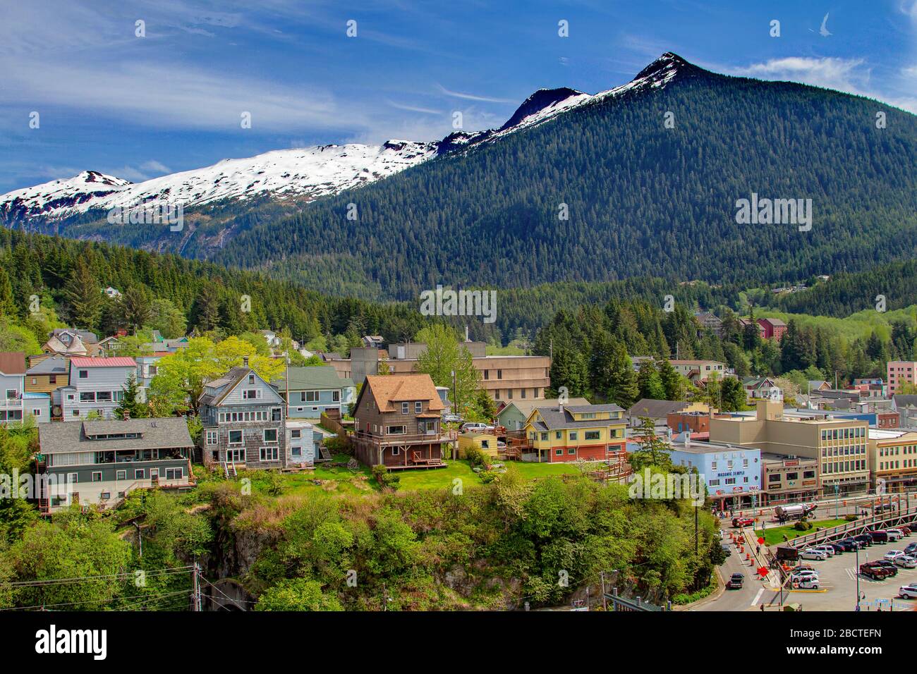 Ketchikan Alaska with a Mountain in the background Stock Photo - Alamy