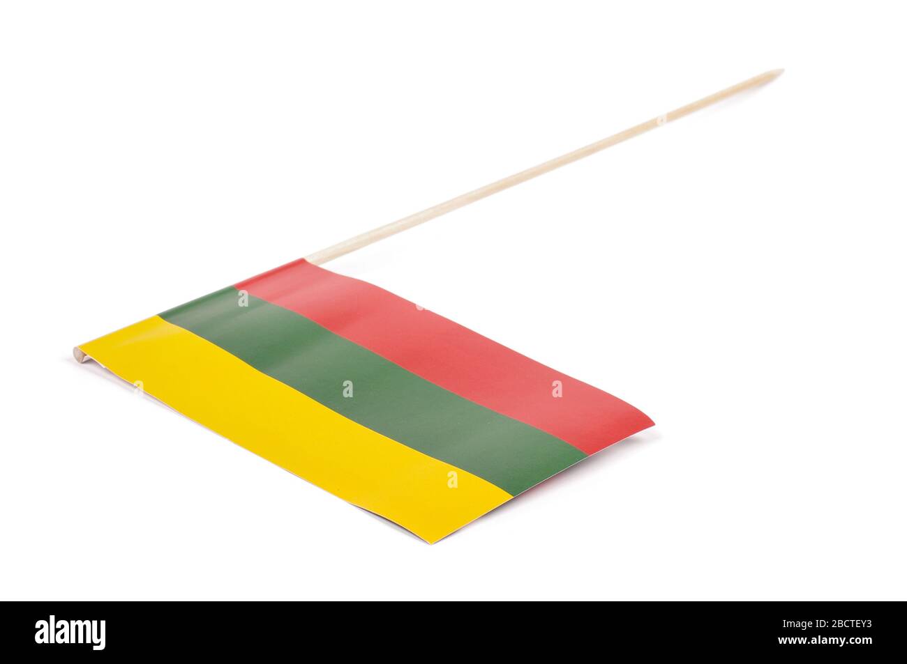 Paper Lithuania flag as souvenir isolated on the white background Stock ...