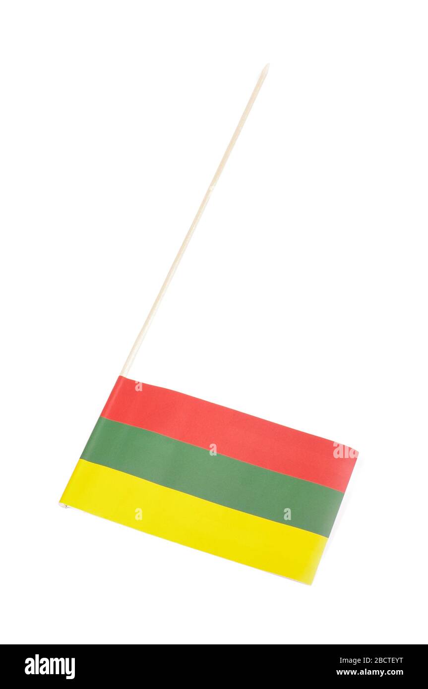 Paper Lithuania flag as souvenir isolated on the white background Stock ...