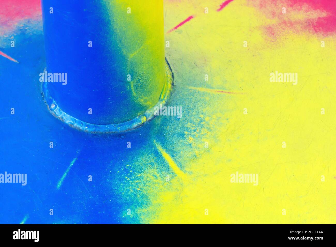 Abstract painted metal texture. Blue, yellow and red colors. colorful ...